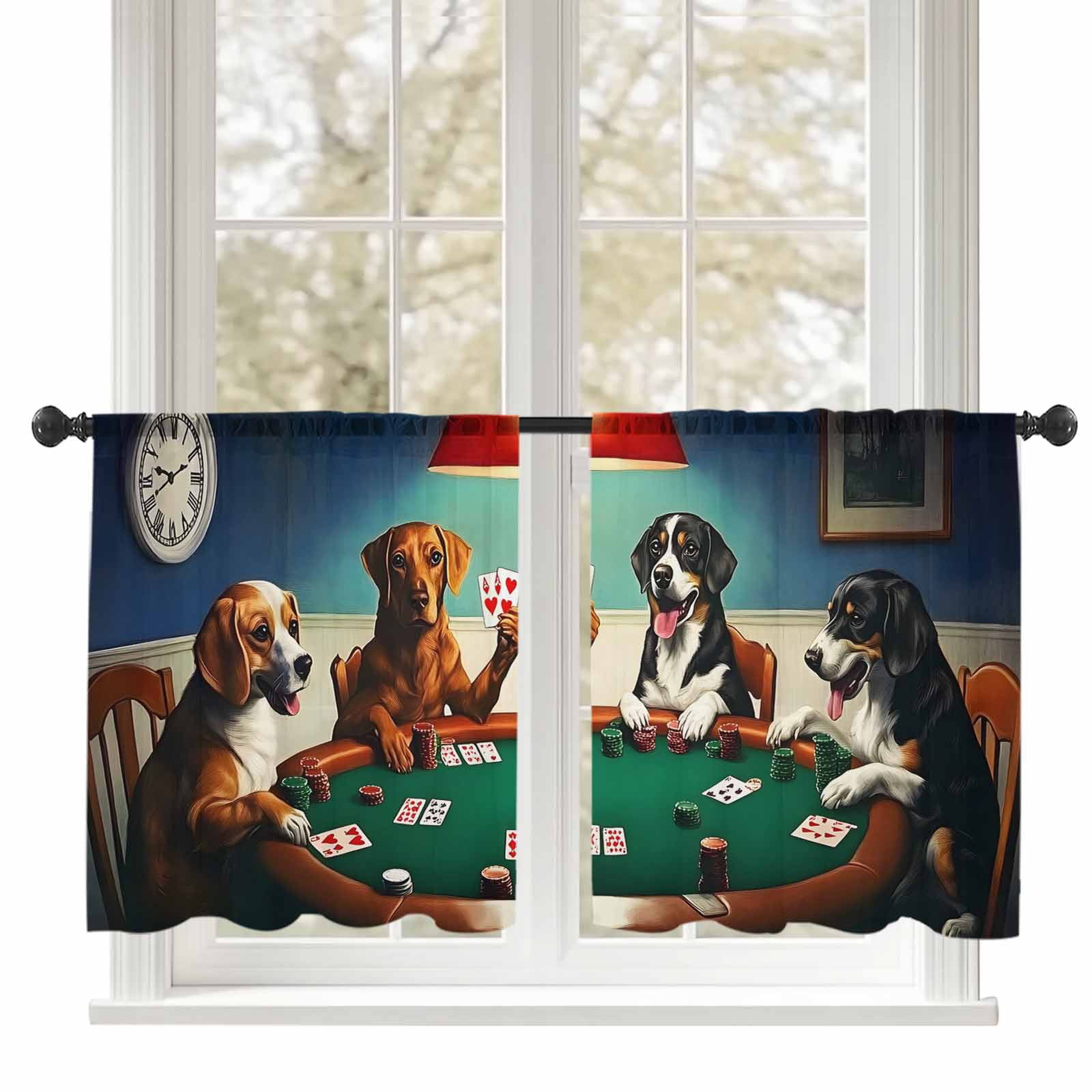 Abstract Animal Sheer Curtains 45 inches Long 2 Panels Set Dog In The ...