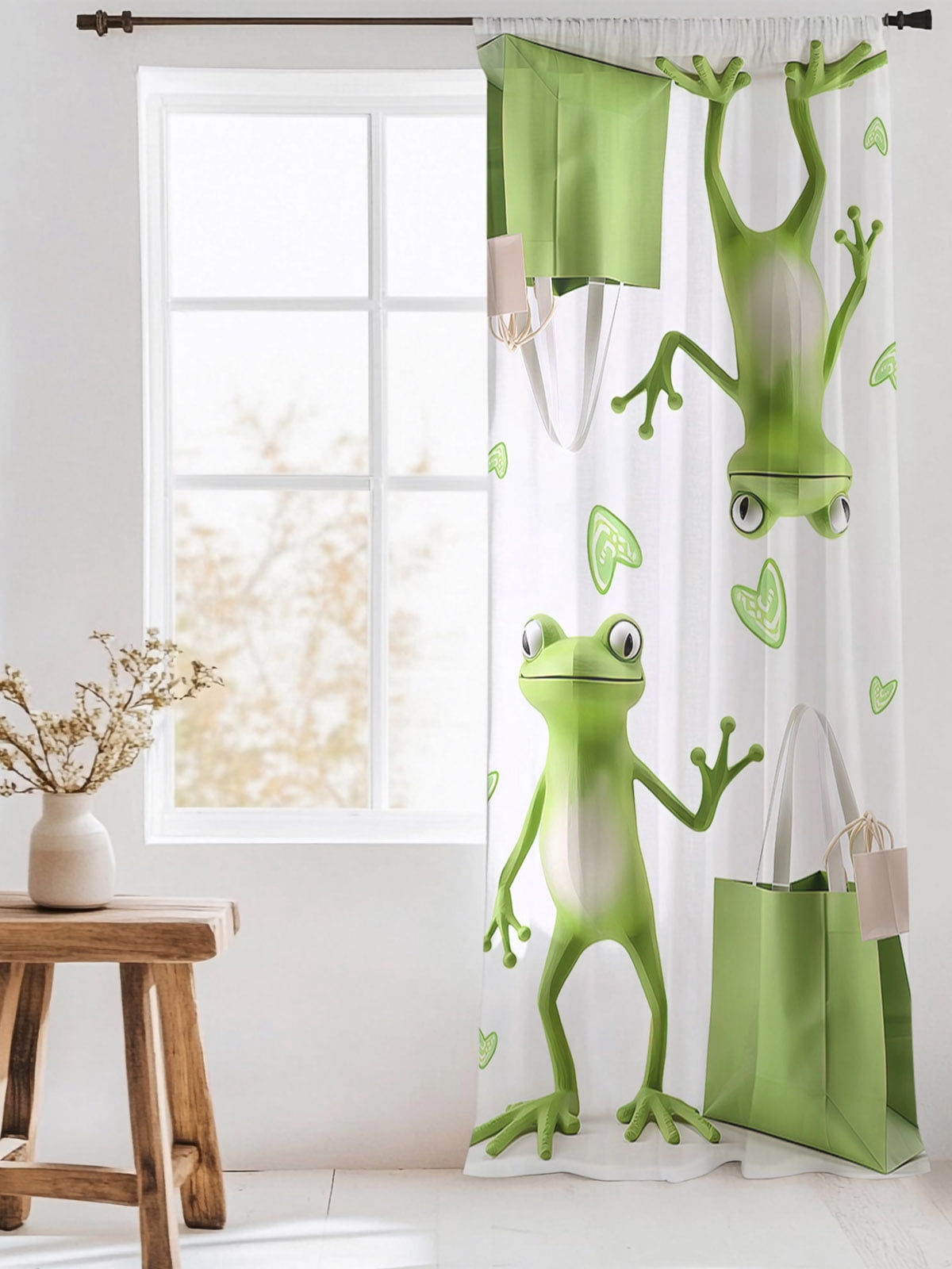 Abstract Animal Sheer Curtains 96 Inch Long 1 Panel Frog Heart Shopping ...