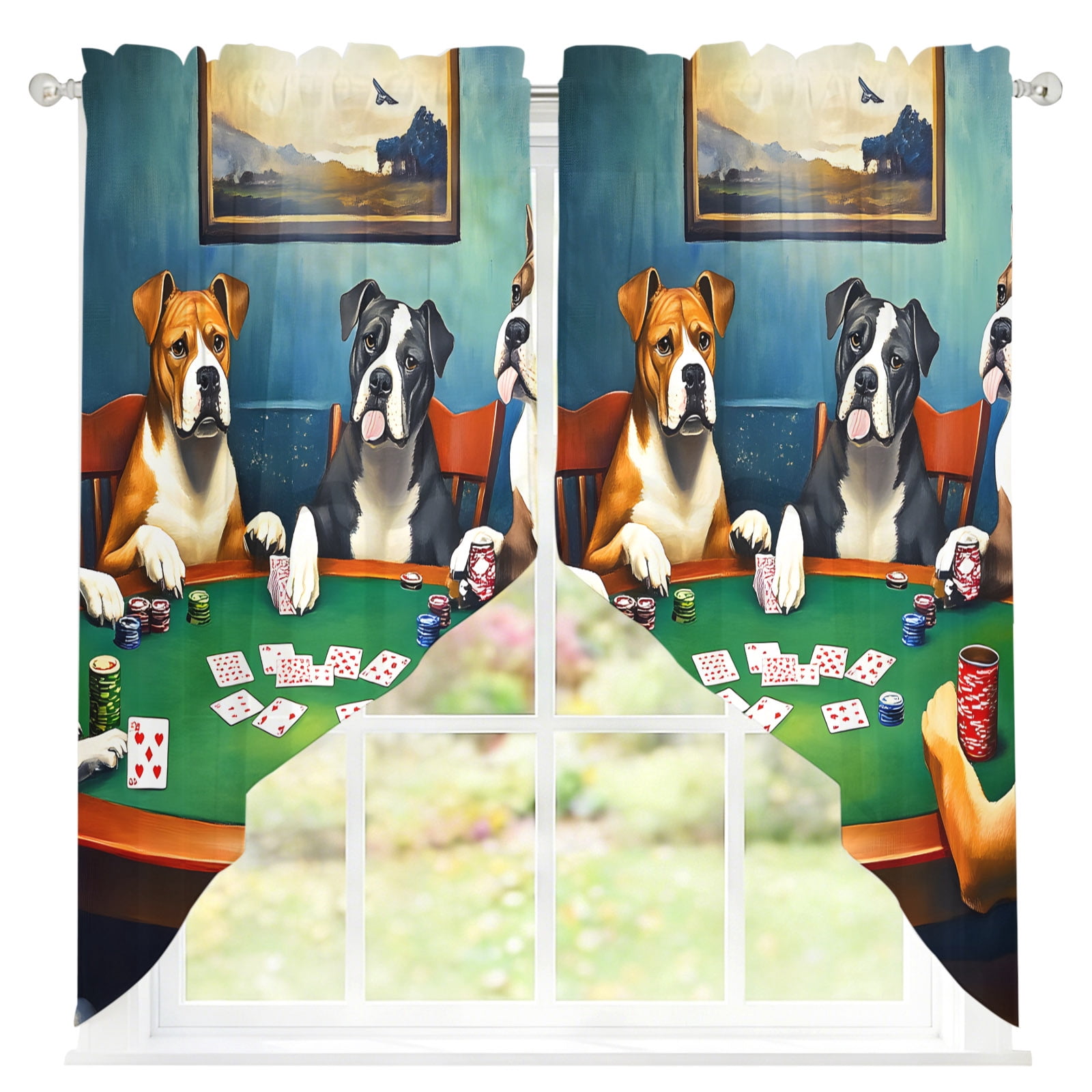 Abstract Animal Sheer Curtains Swag Valances for Windows Dog In The ...