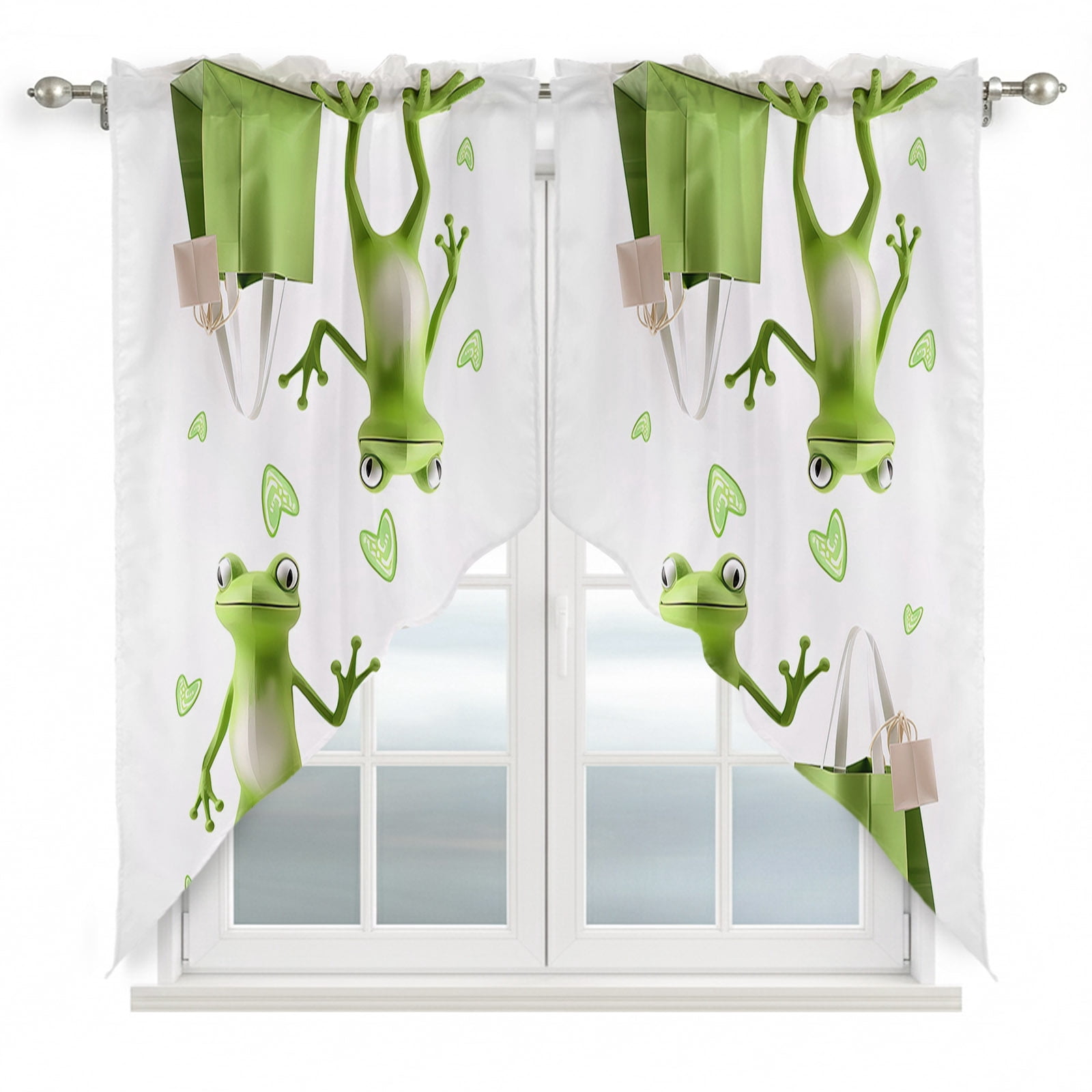 Abstract Animal Swag Valances for Windows 36 inches Long, Frog Heart ...