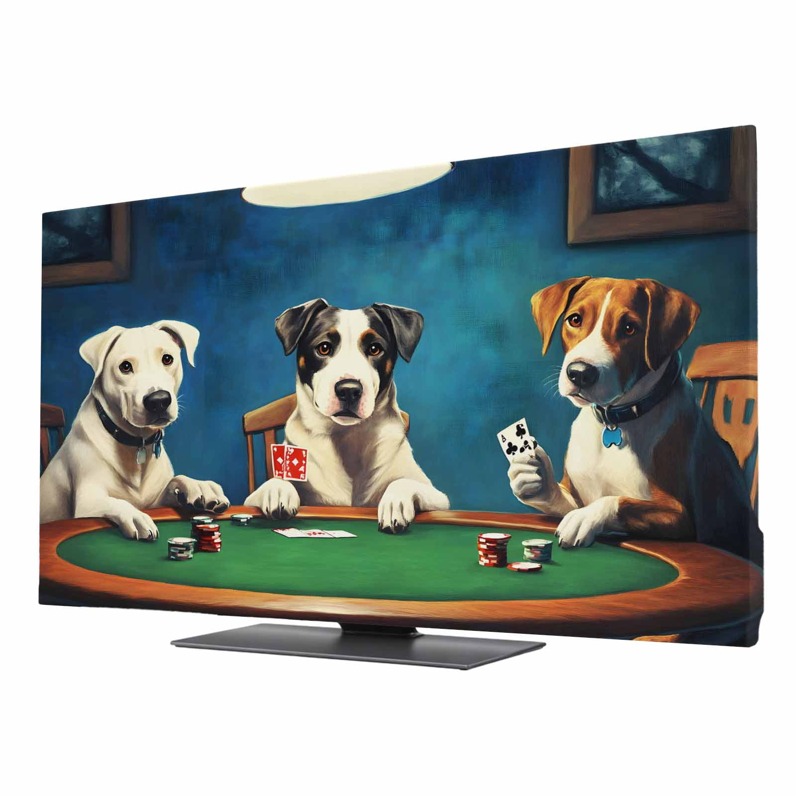 Abstract Animal TV Dust Cover 43 Inch, Dog Playing Poker Game Chips ...