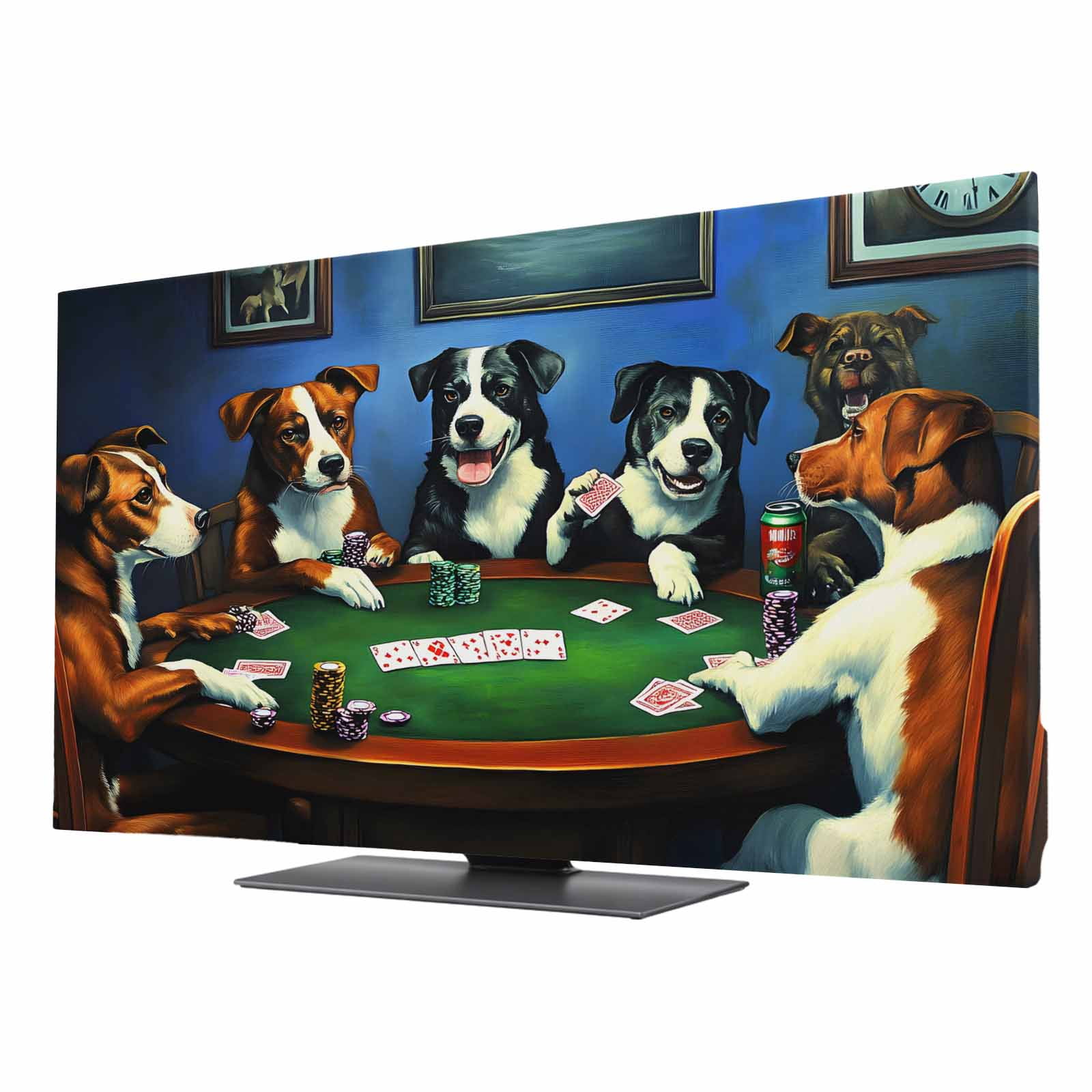 Abstract Animal TV Dust Cover 55 Inch, Dog In The Room Play Poker Games ...