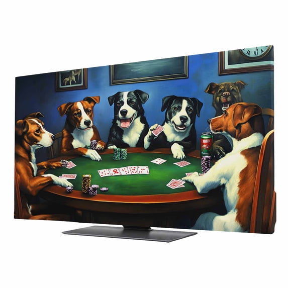 Abstract Animal TV Dust Cover 85 Inch, Dog In The Room Play Poker Games ...
