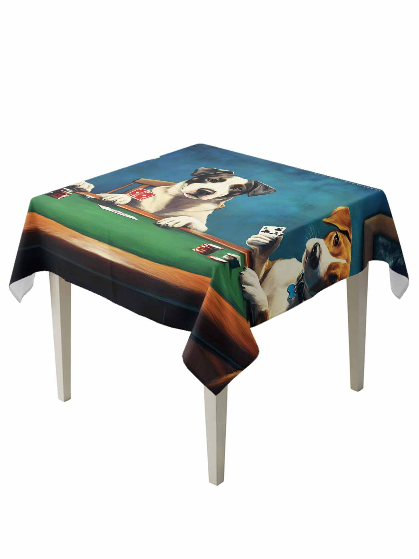 Abstract Animal Table Cloth 60x60 Inch Square, Dog Playing Poker Game ...