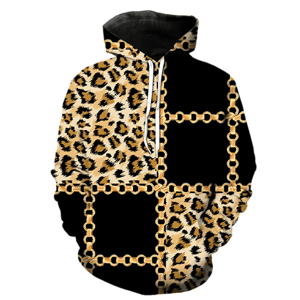 Abstract Animal Texture Leopard Pattern Men's Hoodies With Hood Jackets ...