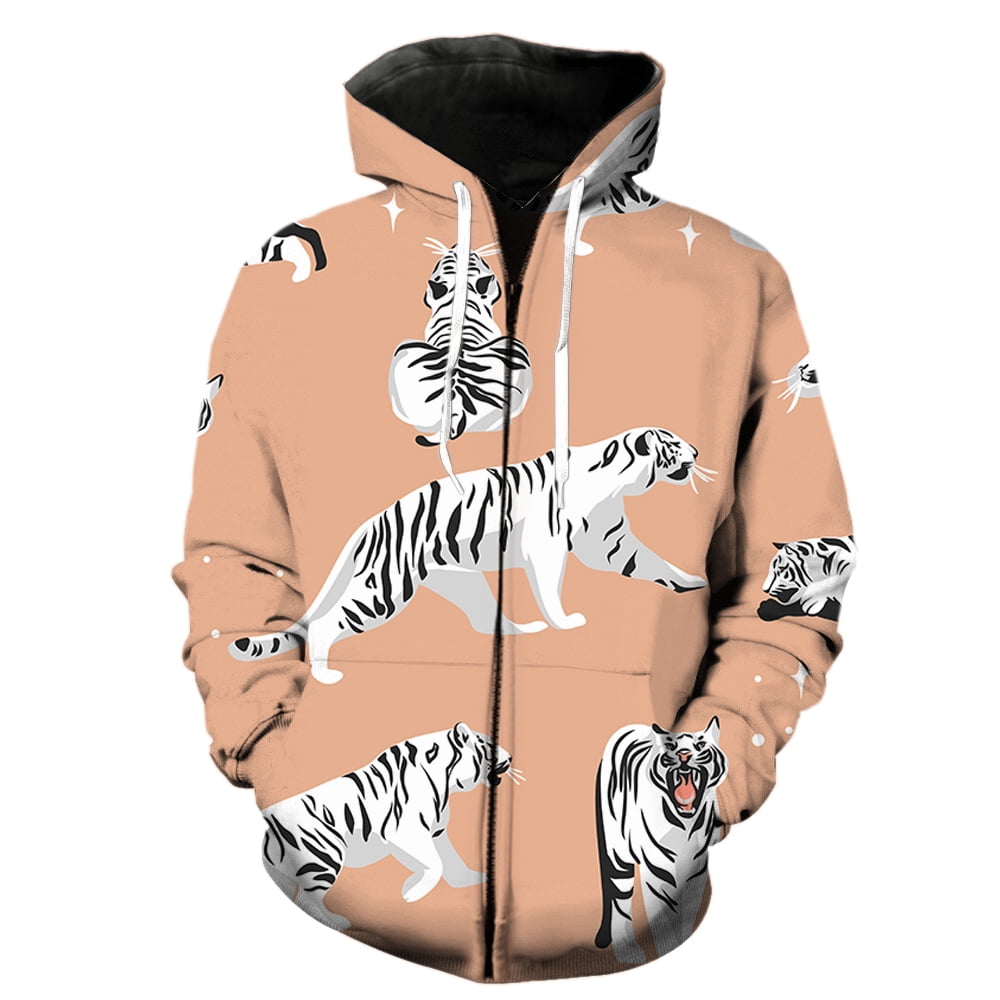 Abstract Animal Tiger Eyes Men's Zipper Hoodie Casual 3D Print ...