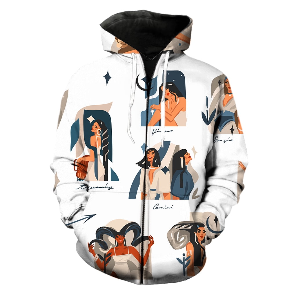 Abstract Animal Tiger Eyes Men's Zipper Hoodie Funny Streetwear Spring ...