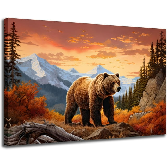 Abstract Animal Wall Art Brown Bear in the Moutain Giclee Art Print ...