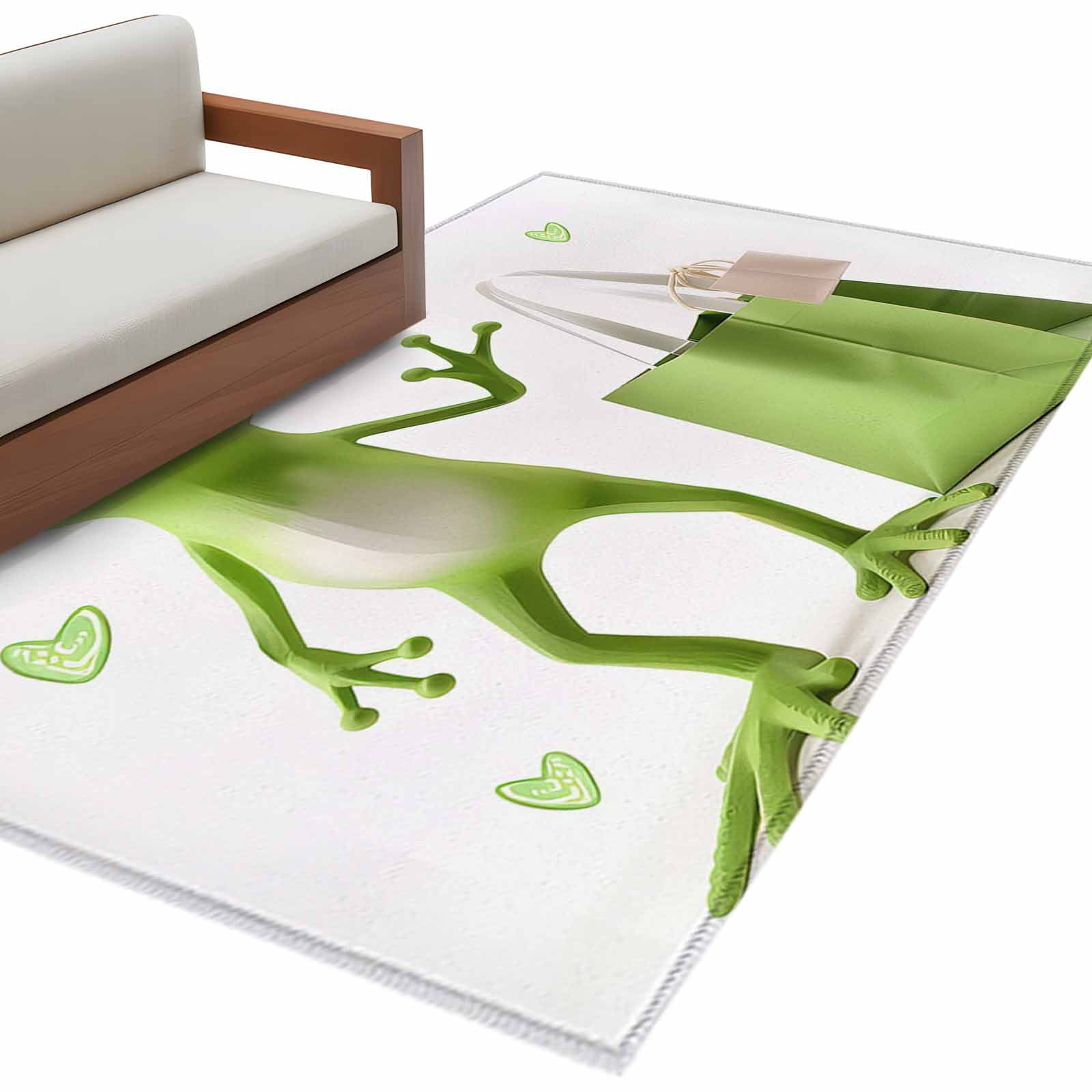 Abstract Animal Washable Area Rug 2.7x5 Frog Heart Shopping Bag Heart ...