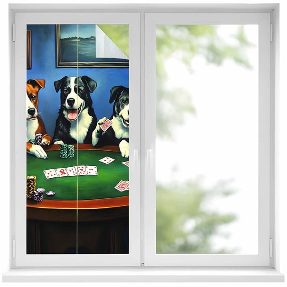 Abstract Animal Window Privacy Film Dog In The Room Play Poker Games ...