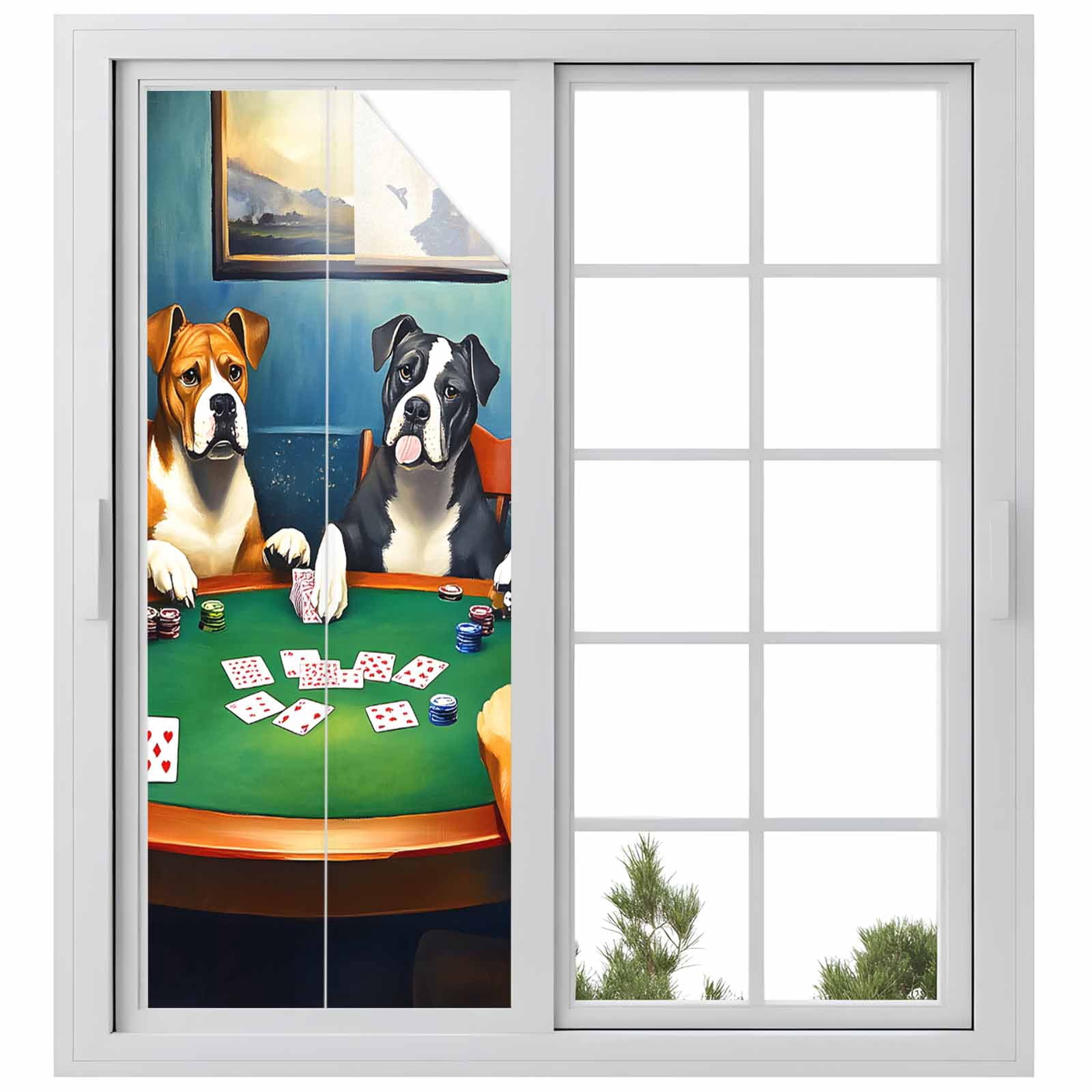 Abstract Animal Window Privacy Film Dog In The Room Poker Games ...