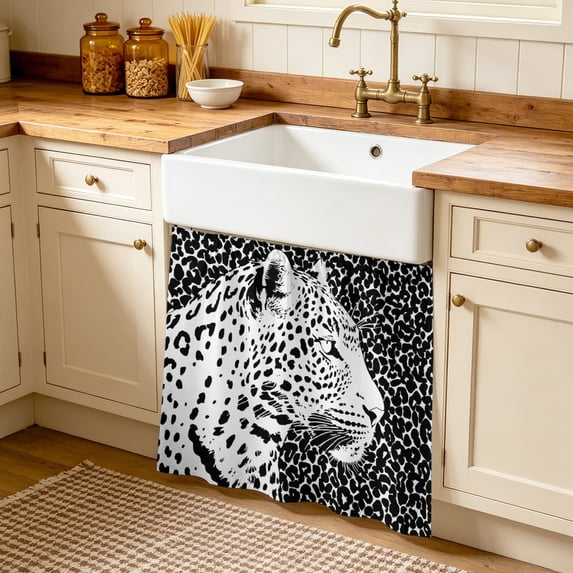 Abstract Animals Pattern Cabinet Curtains 35"W x 35"L, Modern Wildlife ...