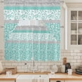 Abstract Aqua Swag Curtains Valance and Tier Set, Grey Stripes Floral ...