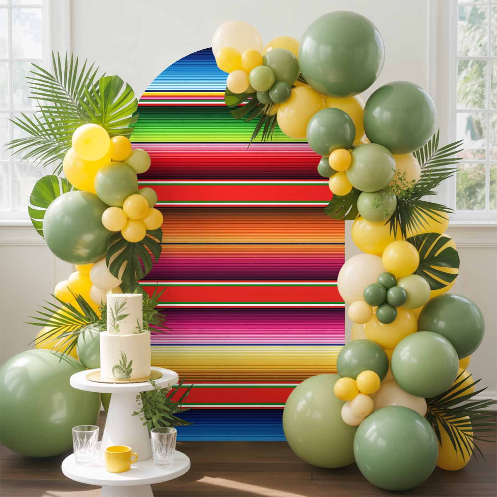 Abstract Arch Backdrop Cover 5 FT, Colorful Mexican Stripe Pattern Red ...