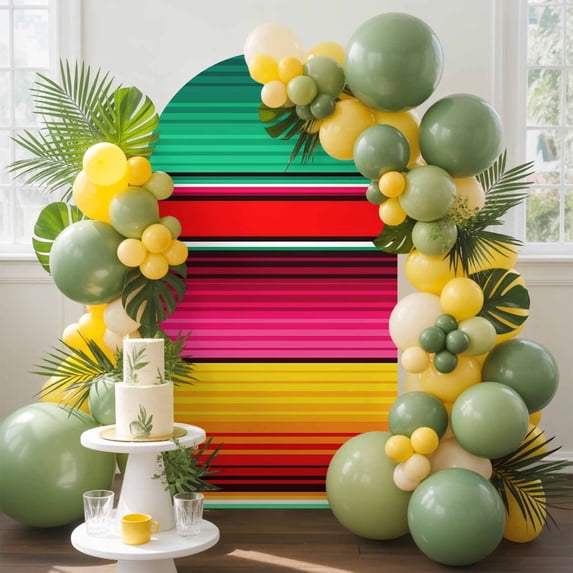 Abstract Arch Backdrop Cover, 5FT, Colorful Mexican Stripe Orange ...