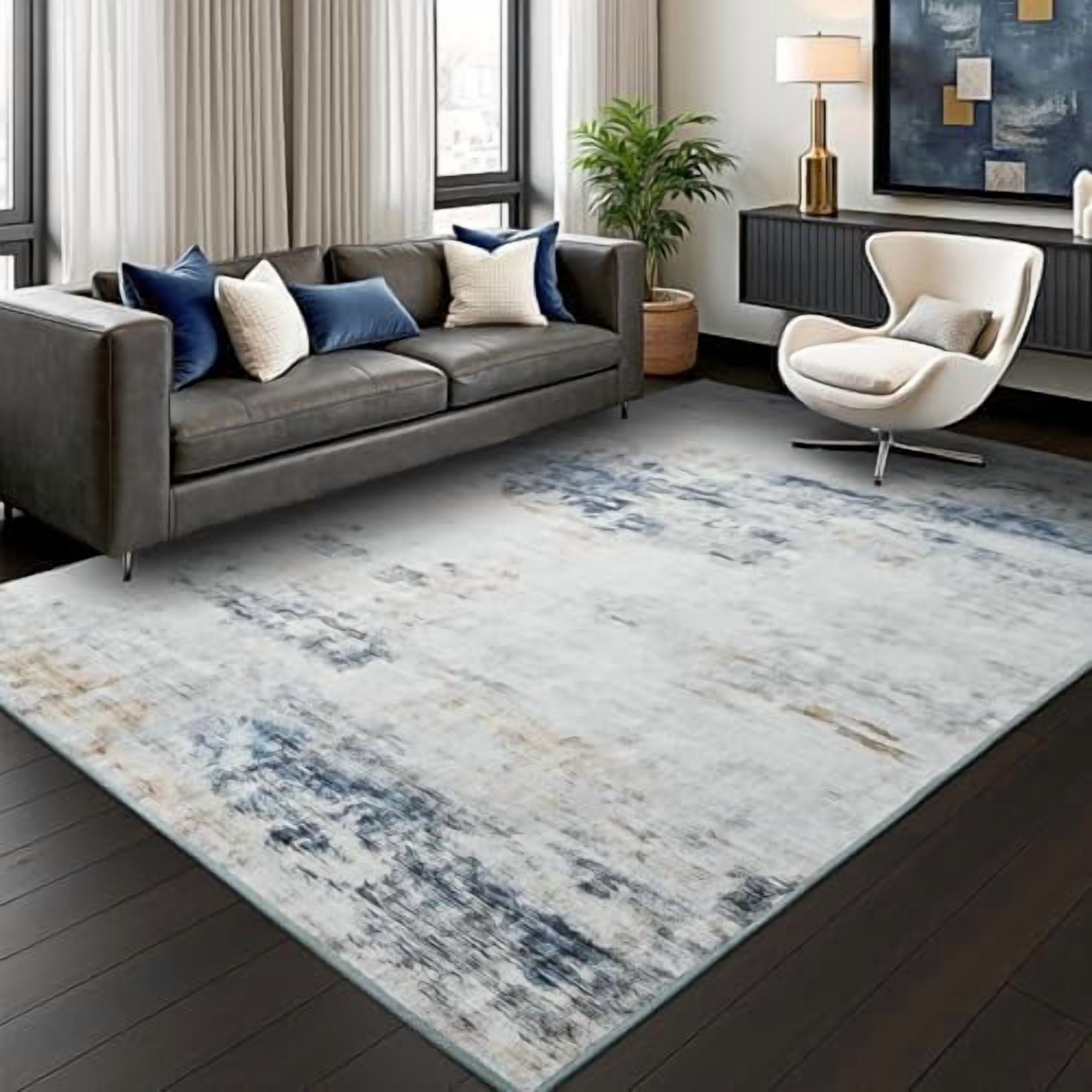 Abstract Area Rug Modern Washable Rug Soft Non Slip Rug Low Pile for ...