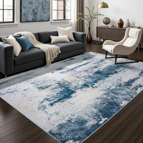 Abstract Area Rug Modern Washable Rug Soft Non Slip Rug Low Pile for ...