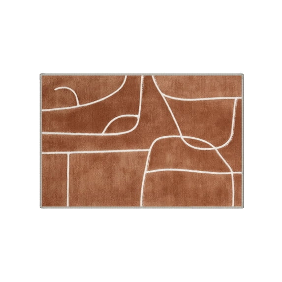Abstract Area Rug Soft Short Pile Non Washable Doormat Modern Geometric ...