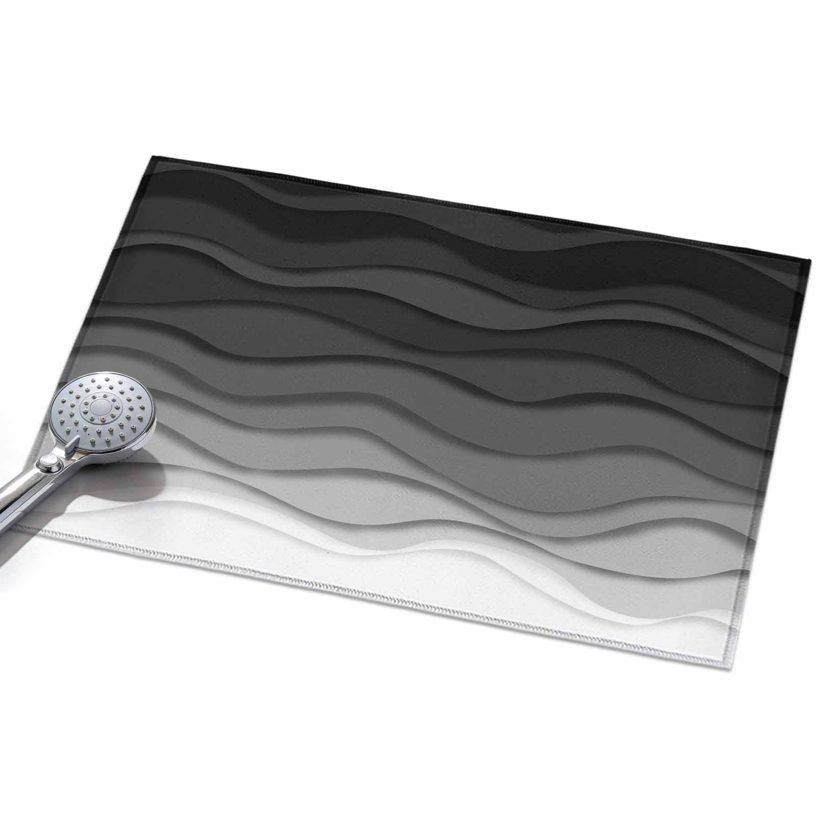 Abstract Area Rugs 2x3ft Black White Gradient Ocean Waves Floor Rug Non ...