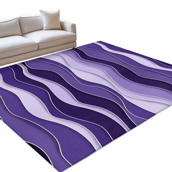 Abstract Area Rugs 3x5ft Purple Gradient Waves Beach Lines Floor Rug ...
