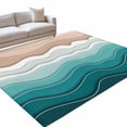 Abstract Area Rugs 3x5ft Turquoise Brown Gradient Waves Beach Lines ...