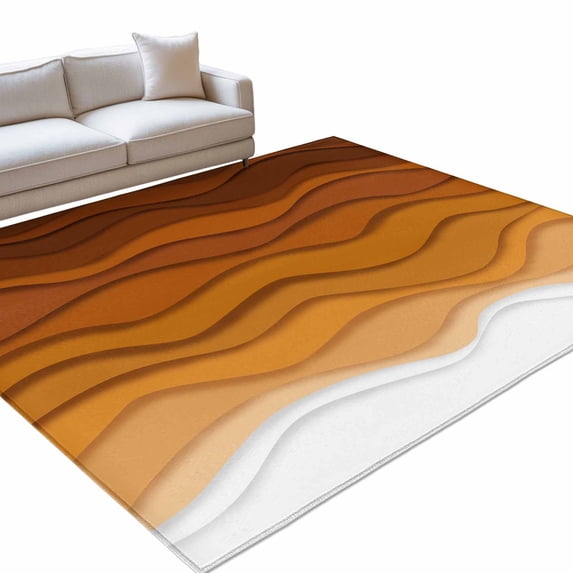 Abstract Area Rugs 3x5ft Yellow White Gradient Ocean Waves Floor Rug ...