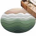 Abstract Area Rugs 4' (Round) Sage Green Brown Gradient Waves Beach ...