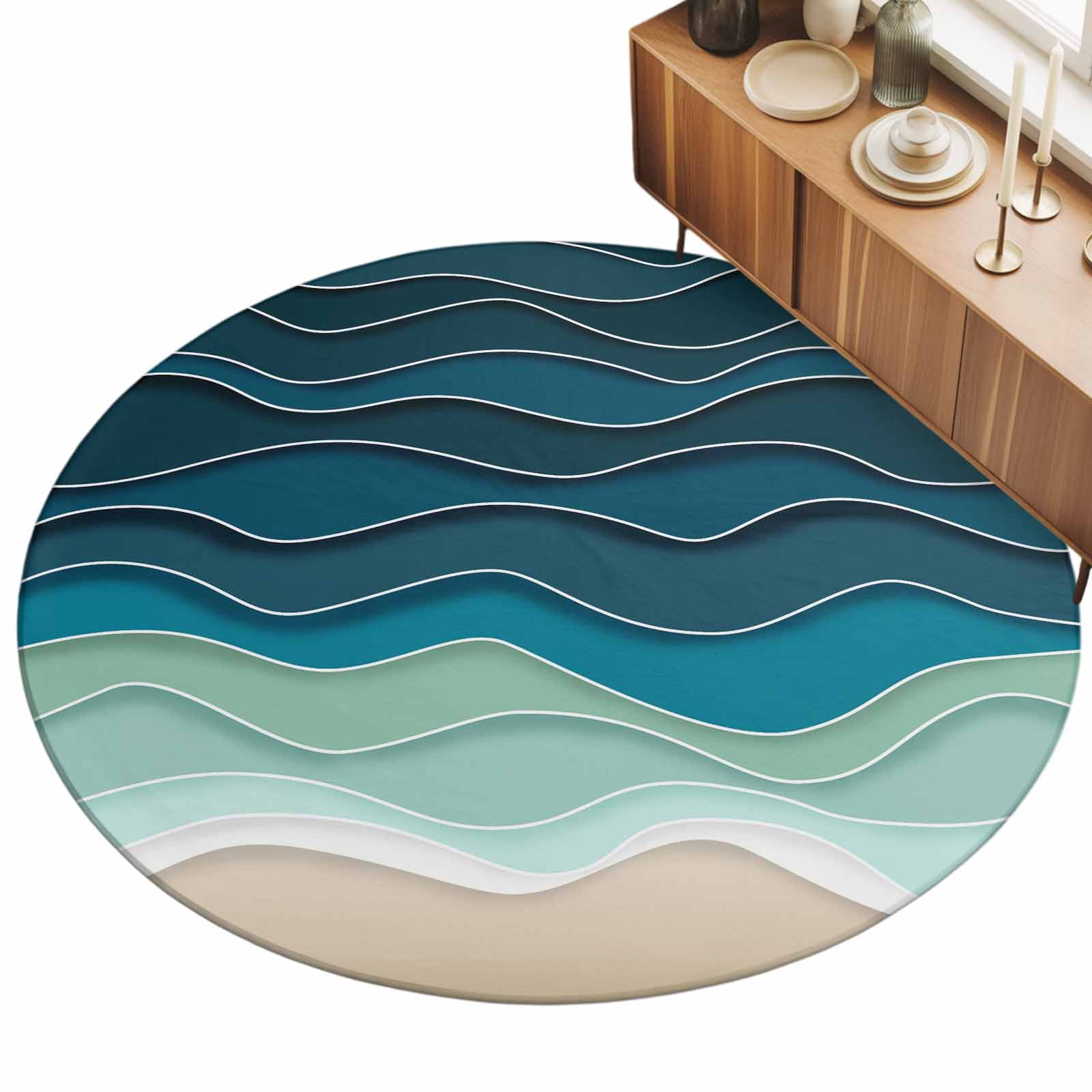 Abstract Area Rugs 4' (Round) Water Duck Green Brown Gradient Ocean ...