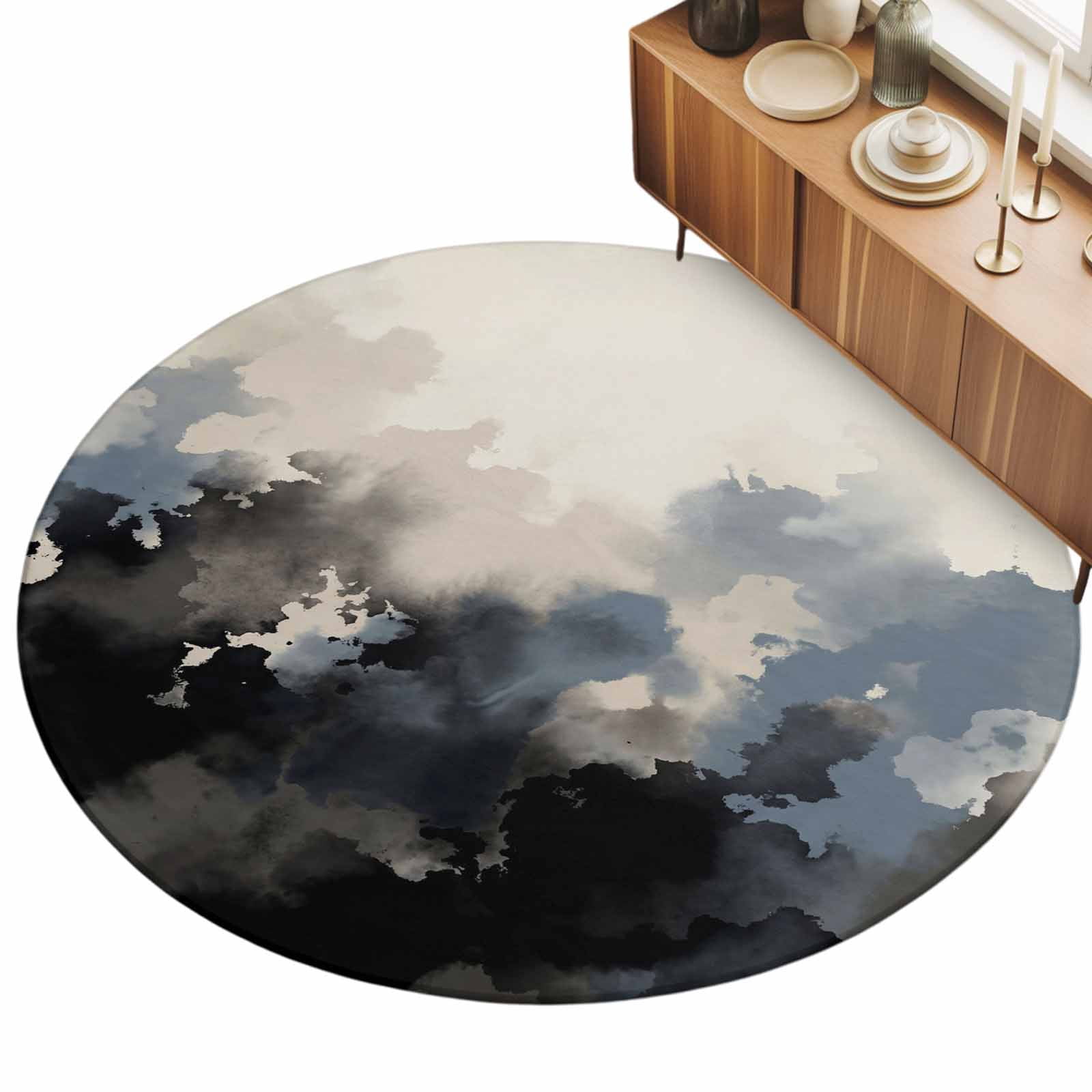 Abstract Area Rugs 5' (Round) Oil Painting Industry Style Fog Gradient ...