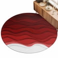 Abstract Area Rugs 5' (Round) Red White Gradient Ocean Waves Floor Rug ...