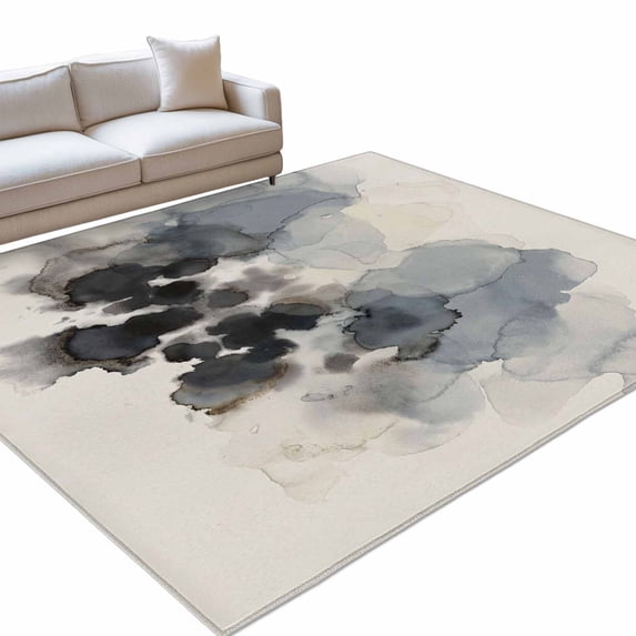 Abstract Area Rugs 6x9ft Ink Painting Mottled Gradient Blue Gray Color ...