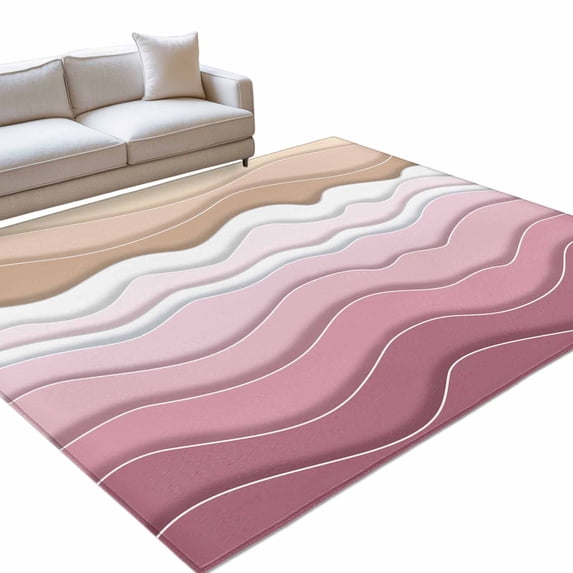 Abstract Area Rugs 8x10ft Pink Brown Gradient Waves Beach Lines Floor ...
