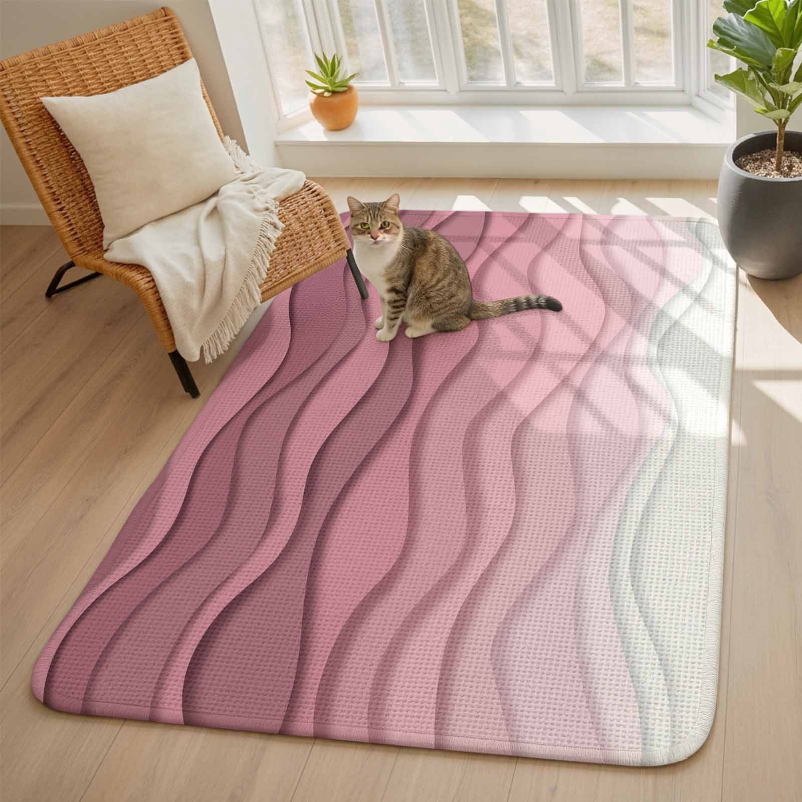 Abstract Area Rugs for Living Room 5x6, Pink Gradient Ocean Waves Sandy ...
