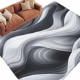Abstract Area Rug 5x7ft Gray and White Wave Lines Liquid Texture Modern ...