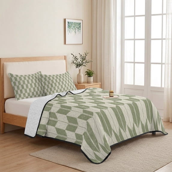 Abstract Arrow Weave 3 Pieces Quilt Set,1 Quilt with 2 Shams,Repeating ...