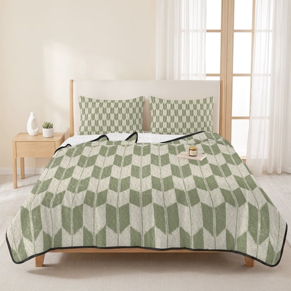 Abstract Arrow Weave 3 Pieces Quilt Set,1 Quilt with 2 Shams,Repeating ...