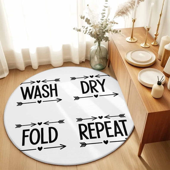 Abstract Arrows Wash and Dry Round Rug 3ft Laundry Art Quote Washable ...