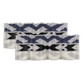 Abstract Art 2 Panels Kitchen Valance, Blue Black Beige Line Simple ...