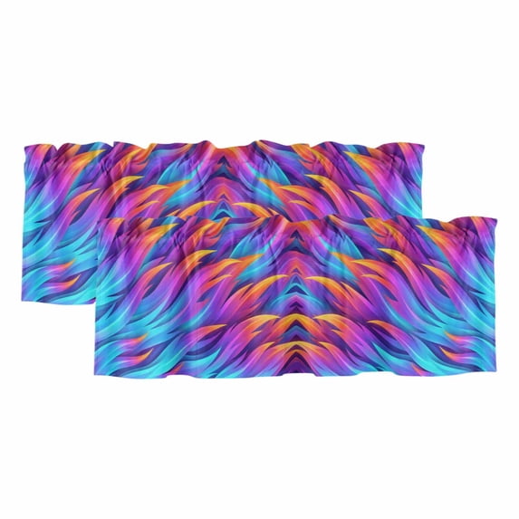 Abstract Art 2 Panels Kitchen Valance, Blue Purple Yellow Gradient ...