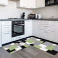 Abstract Art 2 Pieces Non-Slip Kitchen Mat Set, Green Black Gray Splice ...