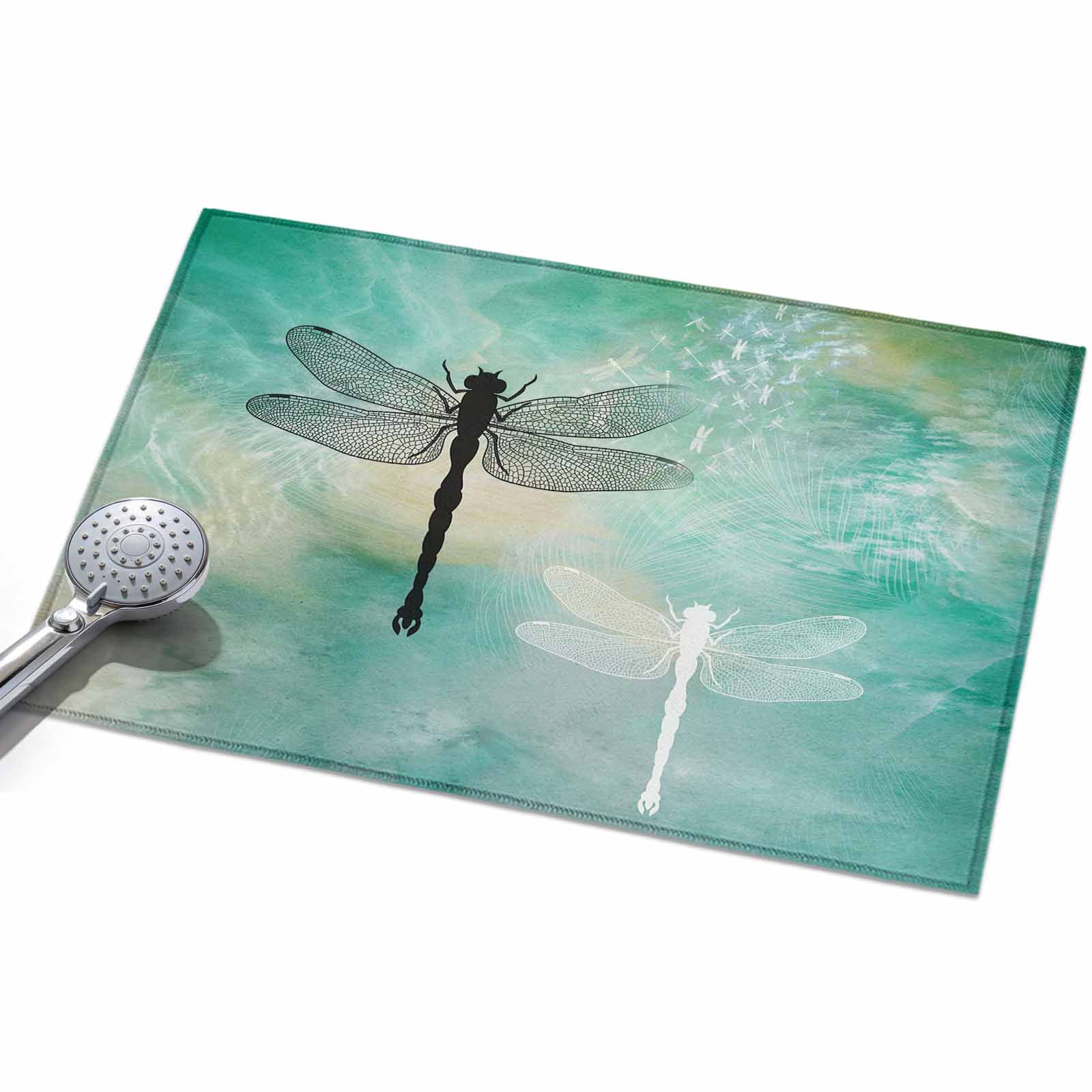 Abstract Art 2x3ft Non Slip Area Rug Black White Dragonfly Wings ...