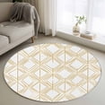 Abstract Art 3FT Round Area Rugs for Living Room Golden Lines ...