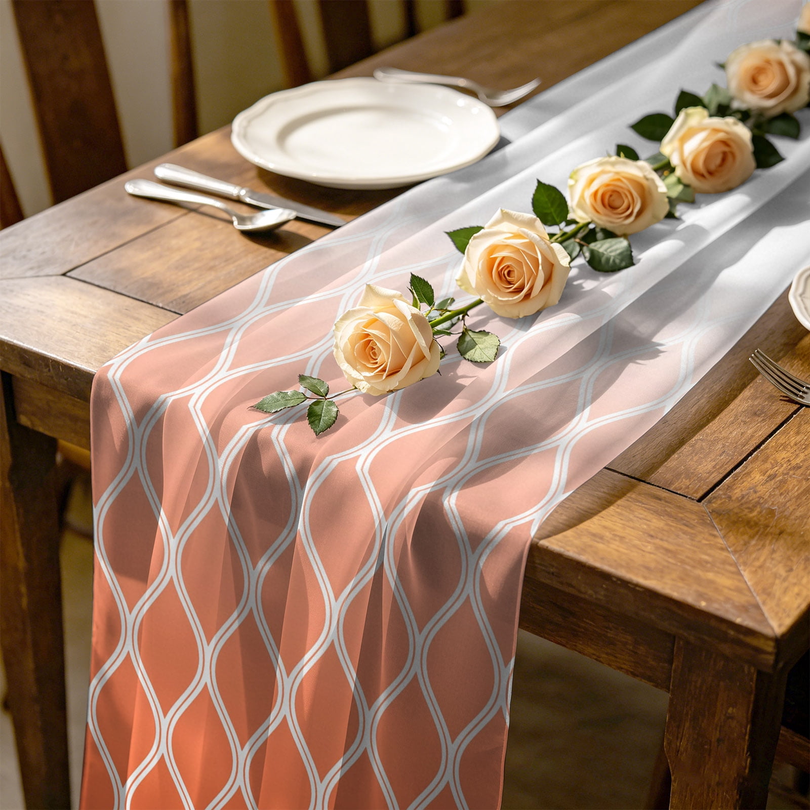 Abstract Art 4.5 ft Cheesecloth Table Runner for Wedding 19"x55 ...