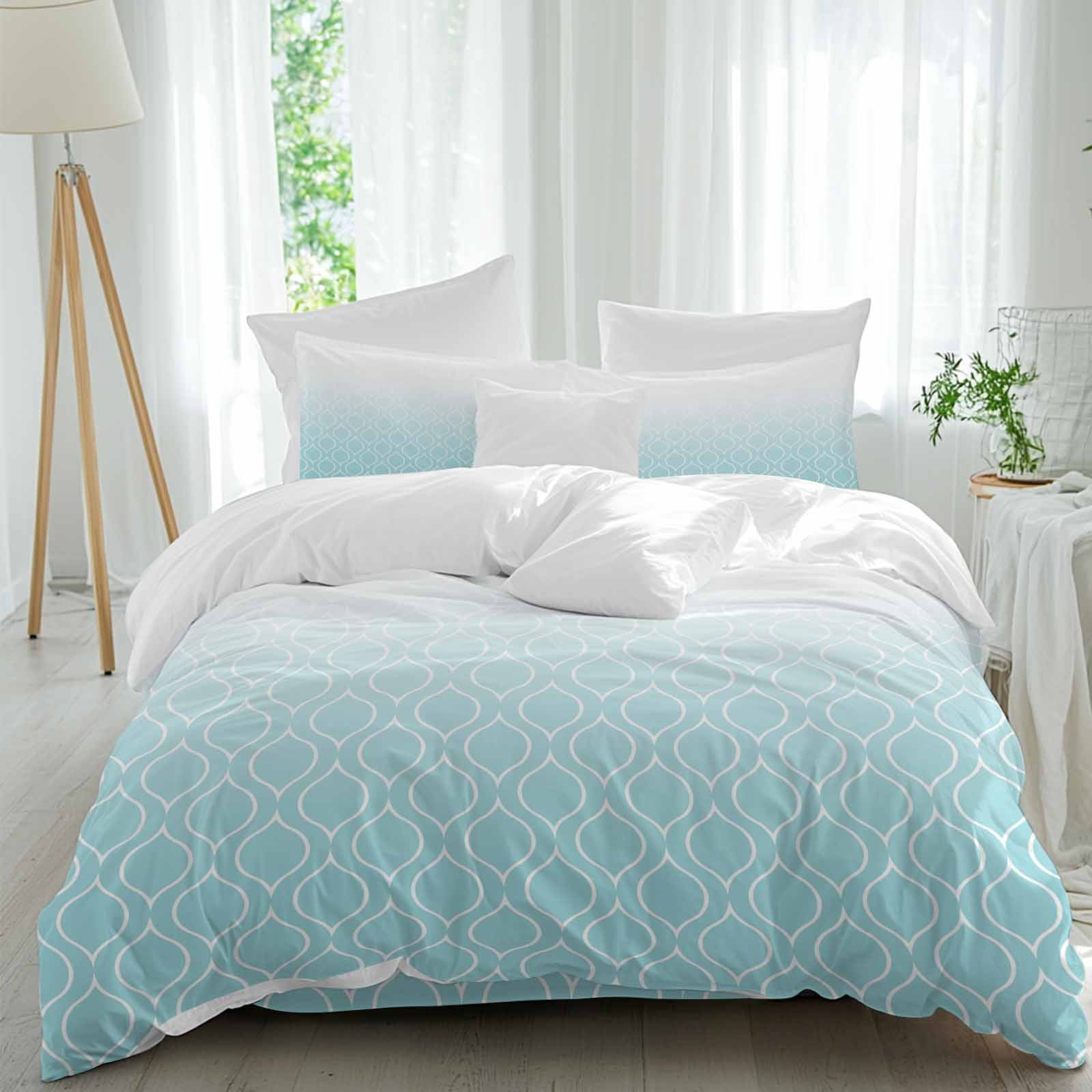 Abstract Art 4 Piece Duvet Cover Set Full Size Classic Blue Line ...