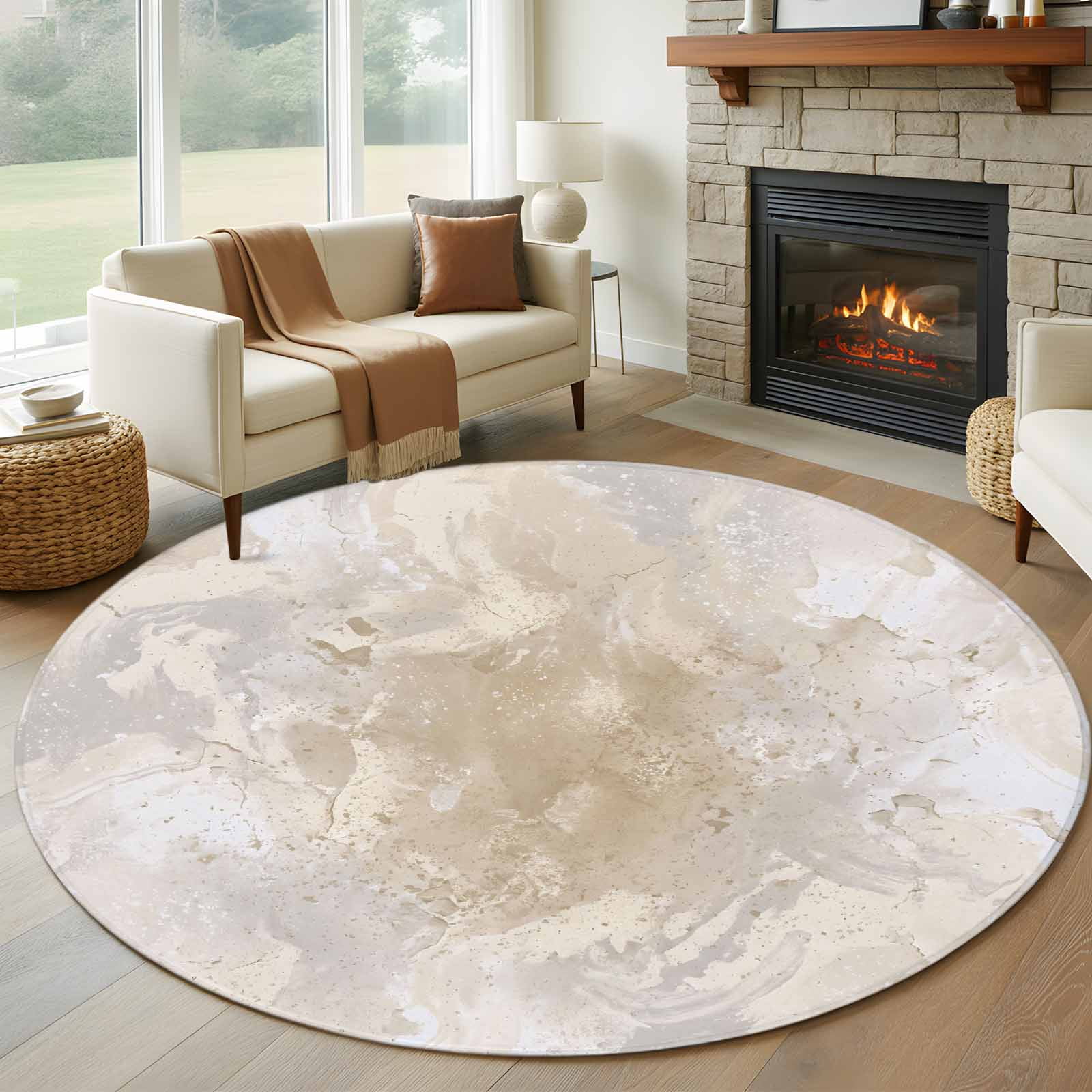 Abstract Art 5' Round Rug for Dining Table for 4 People Under Table ...