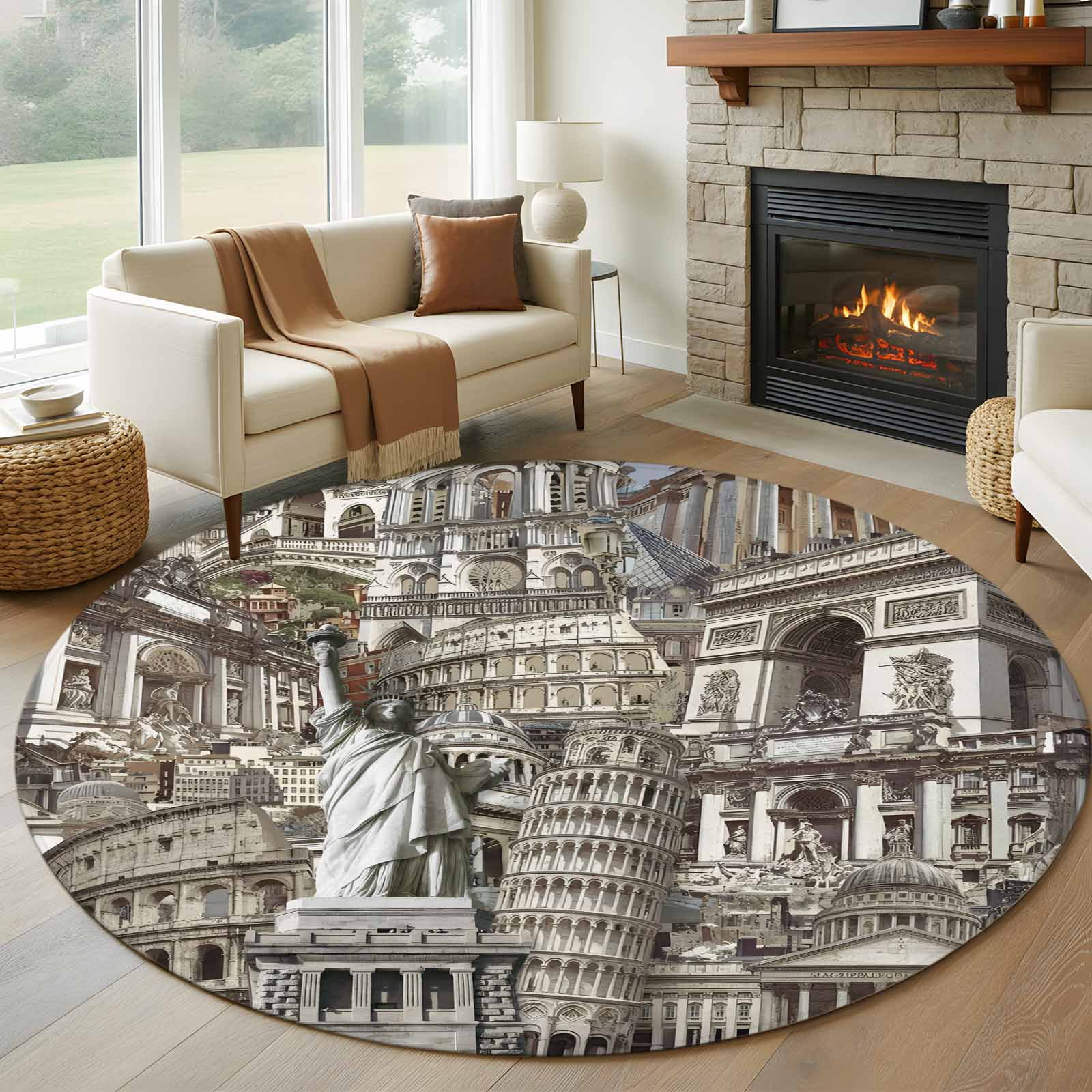 Abstract Art 5FT Round Area Rugs for Living Room Classical World-famous ...