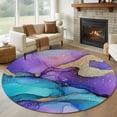 Abstract Art 8FT Round Area Rugs for Living Room Purple Gold Gradient ...