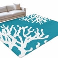 Abstract Art 8x10ft Non Slip Area Rug Coral Blue Background Modern ...