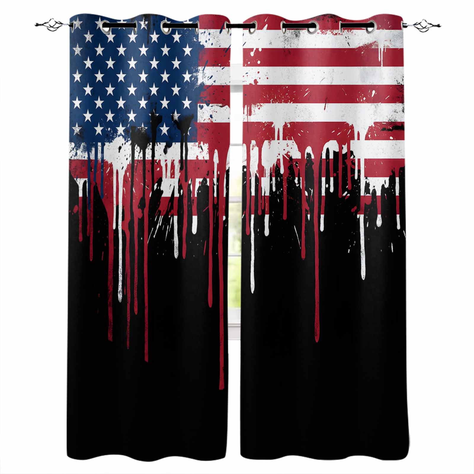 Abstract Art American Flag Blackout Curtains for Bedroom/Living Room ...