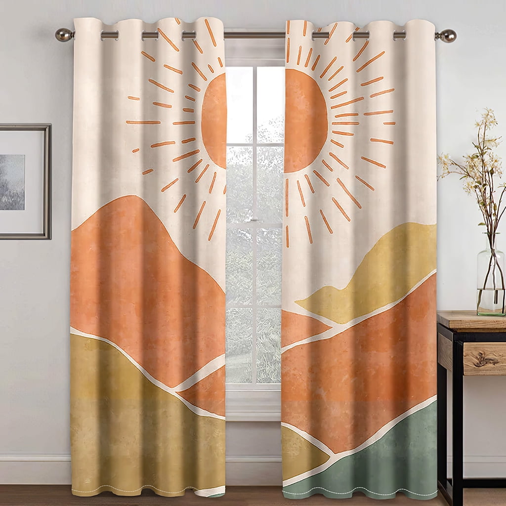 Abstract Art Anthestic Boho Morandi Window Curtains Blinds For Living ...